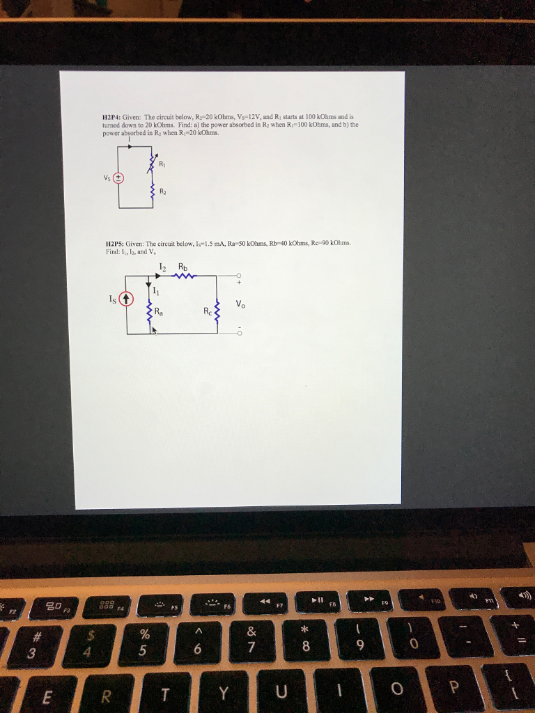Solved: Given: The Circuit Below, R_2 = 20 KOhms, V_s = 12... | Chegg.com