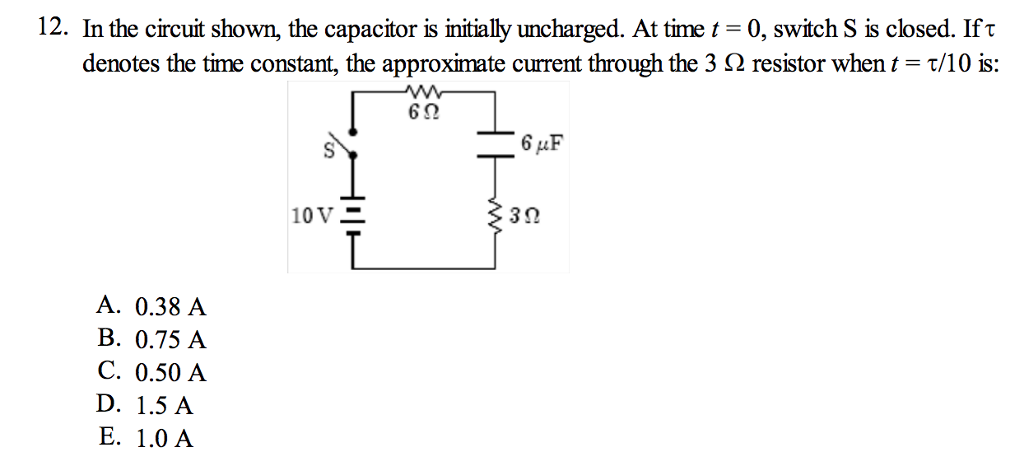 Solved 12. In the circuit shown, the capacitor is initially | Chegg.com Solved 12. In the circuit shown, the capacitor is initially | Chegg.com