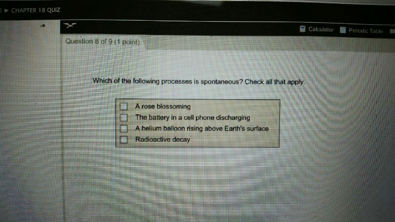 Solved: Which Of The Following Processes Is Spontaneous? C... | Chegg.com