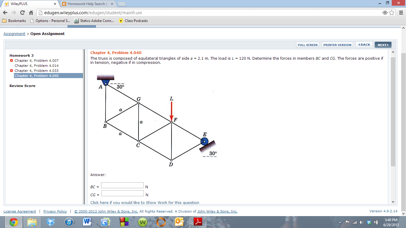 Solved: The Truss Is Composed Of Equilateral Triangles Of ... | Chegg.com