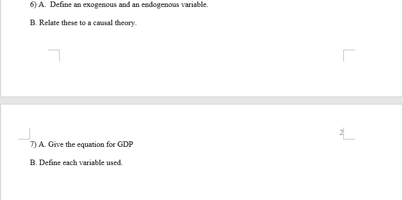 Solved A. Define an exogenous and an endogenous variable. | Chegg.com