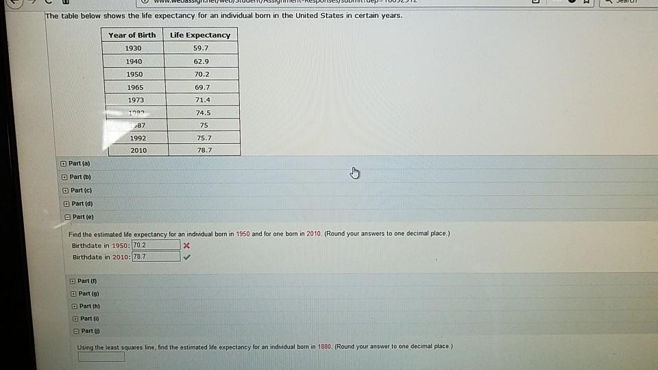 Solved: The Table Below Shows The Life Expectancy For An I... | Chegg.com