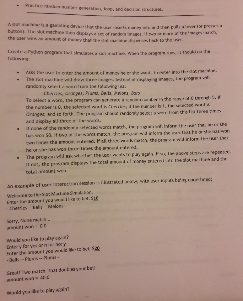 Solved Practice random number generation, loop, and decision | Chegg.com