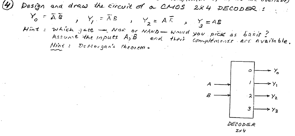 Solved Design and draw the circuit of a CMOS 2 times 4 | Chegg.com