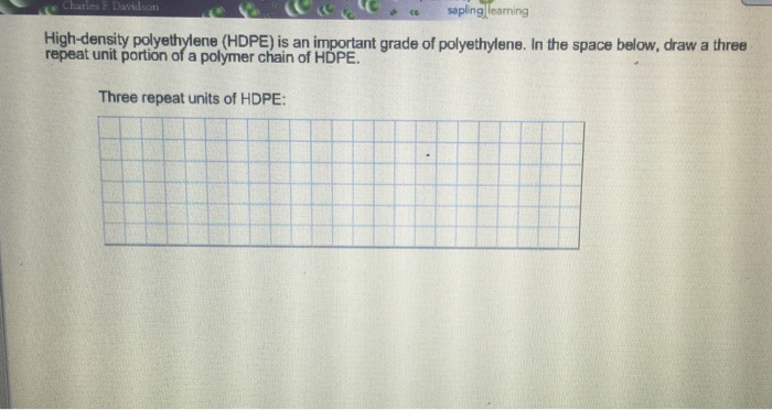 Solved: High-density Polyethylene (HDPE) Is An Important G... | Chegg.com