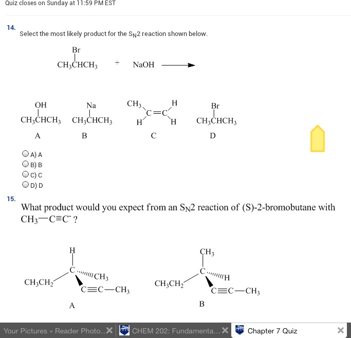 Which Sn2 Reaction Below Would Be The Slowest