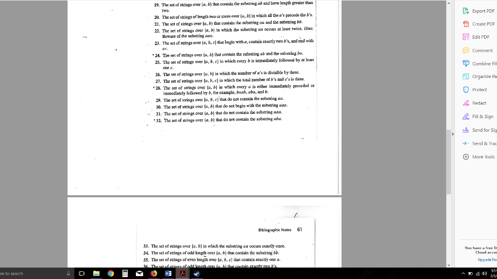 Solved 19. The set of strings over (a·b) that contain the | Chegg.com