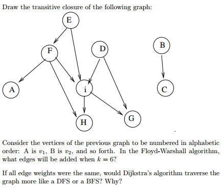 Solved: Draw The Transitive Closure Of The Following Graph... | Chegg.com