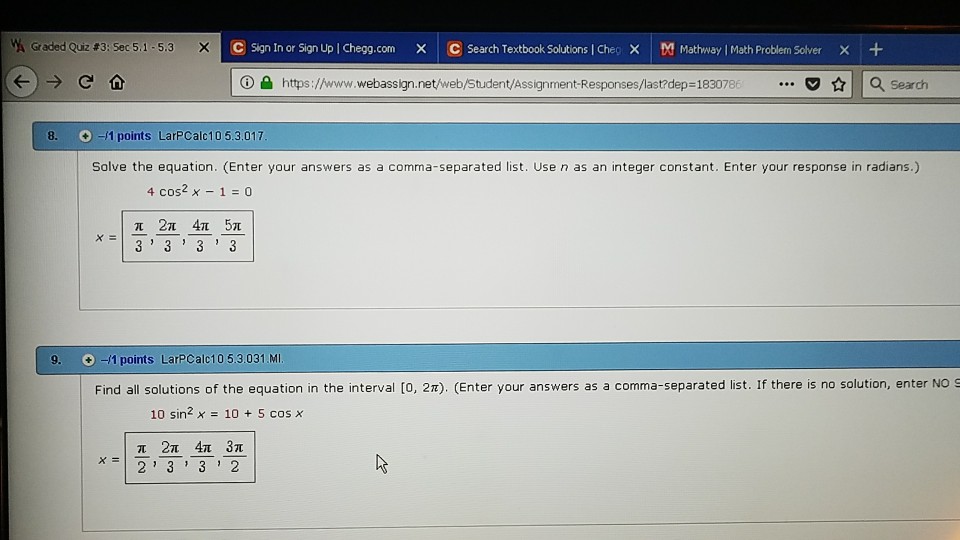 Solved: %Graded Quiz #3: Sec 5.1.5.3 © Sign In Or Sign Up ... | Chegg.com