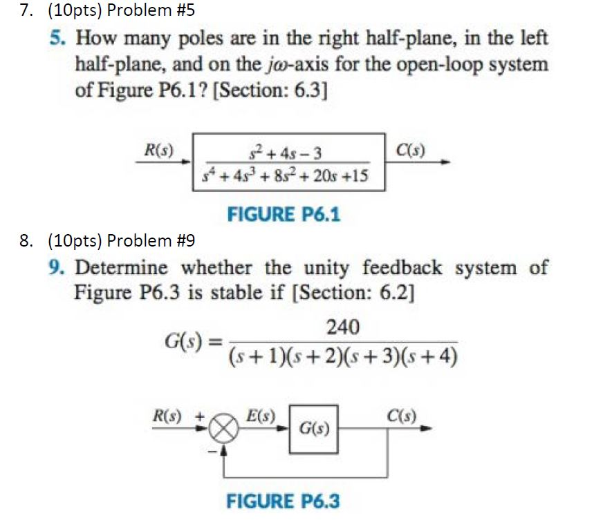 How many poles are in the right half-plane, in the | Chegg.com