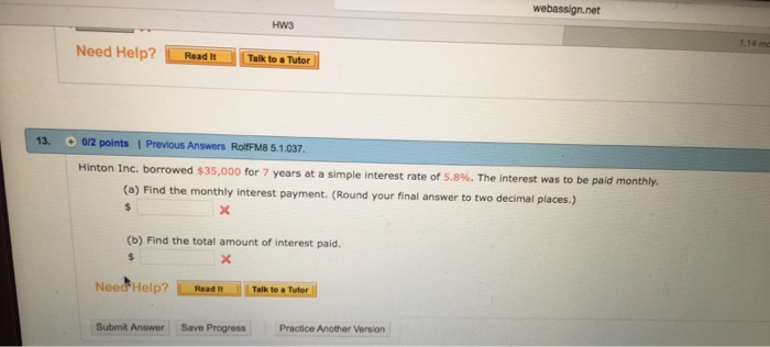 Solved: Webassign.net HW3 1.14 Mc Need Help? ReadTaik To A... | Chegg.com