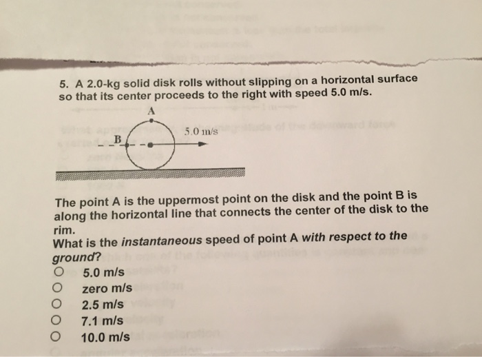 Solved: A 2.0-kg Solid Disk Rolls Without Slipping On A Ho... | Chegg.com