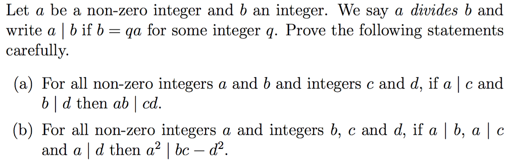 Solved Let A Be A Non Zero Integer And B An Integer We Say 