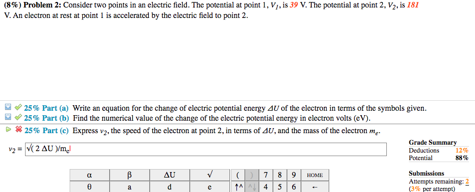 Solved: (8%) Problem 2: Consider Two Points In An Electric... | Chegg.com