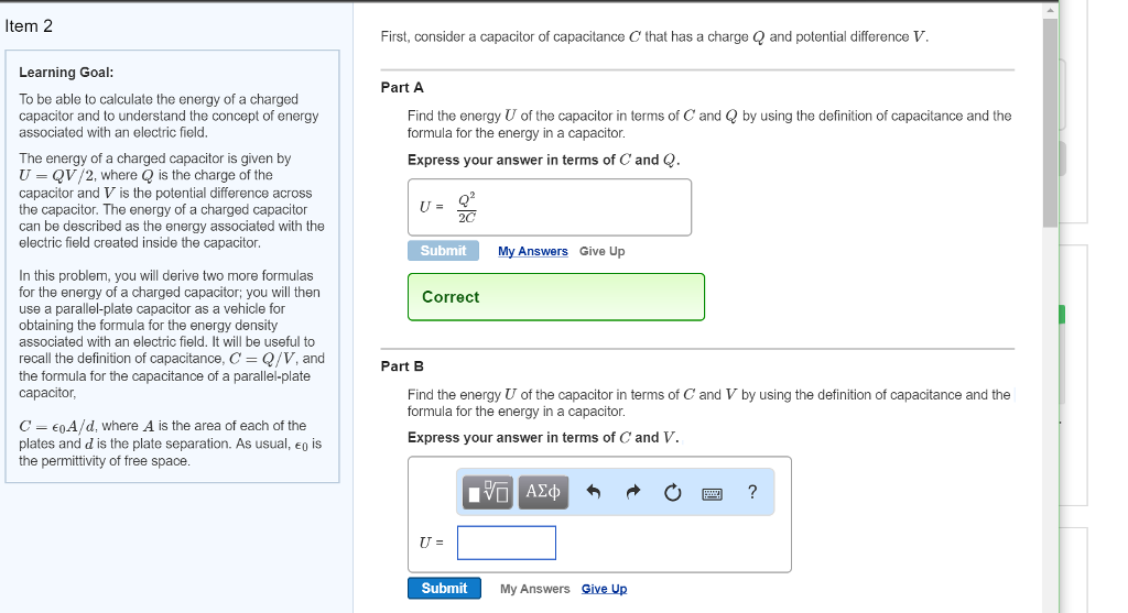Solved: Item 2 First, Consider A Capacitor Of Capacitance ... | Chegg.com