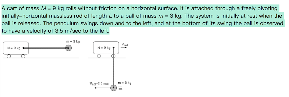 Solved: Cart Of Mass M 9 Kg Rolls Without Friction On A Ho... | Chegg.com