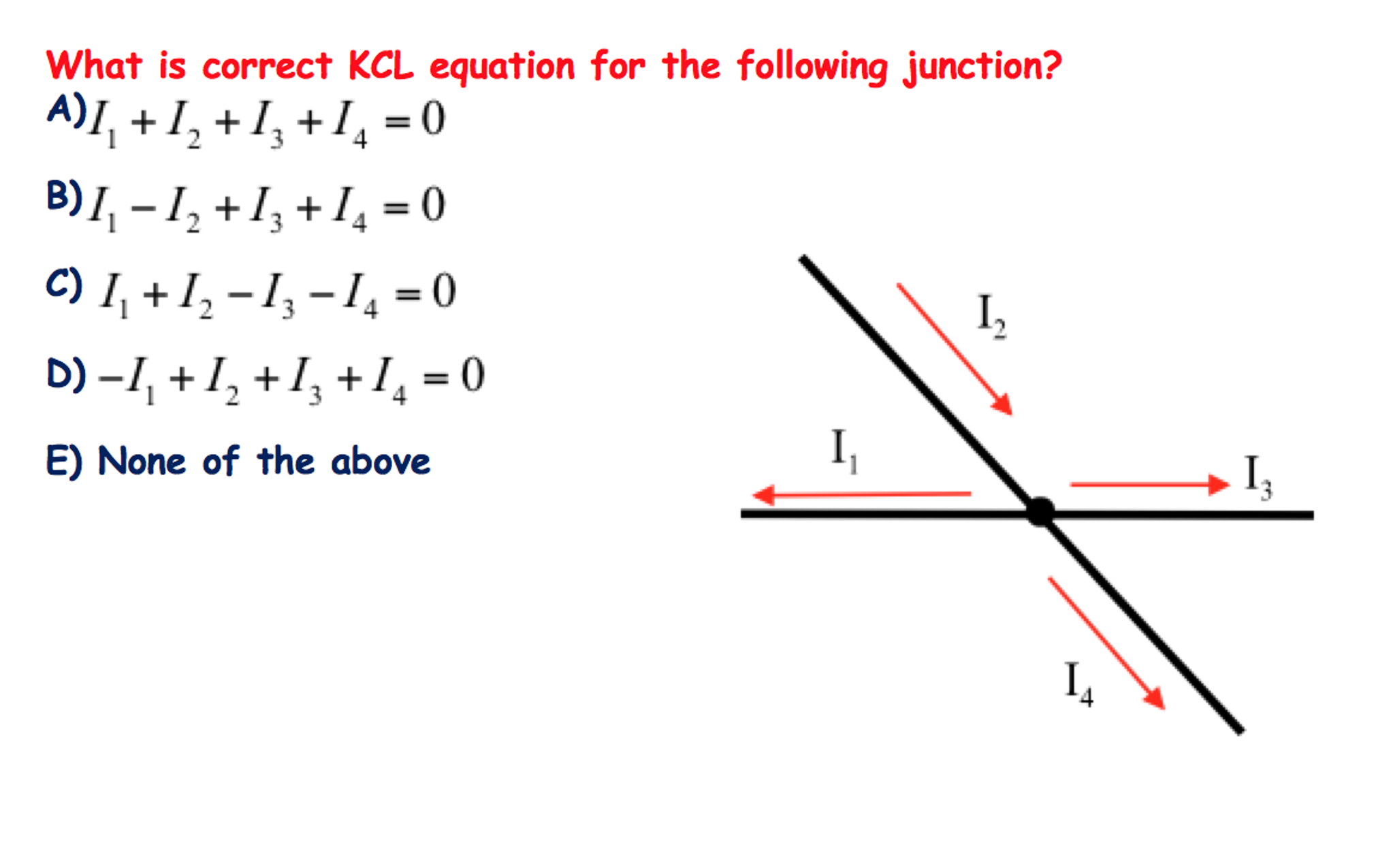 Solved: What Is Correct KCL Equation For The Following Jun... | Chegg.com