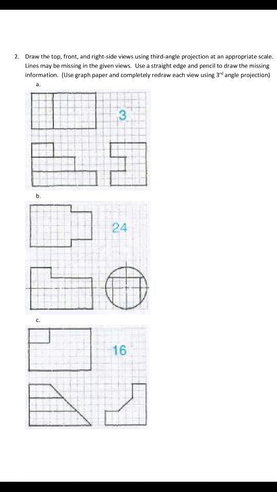 Solved: 2. Draw The Top, Front, And Right-side Views Using... | Chegg.com