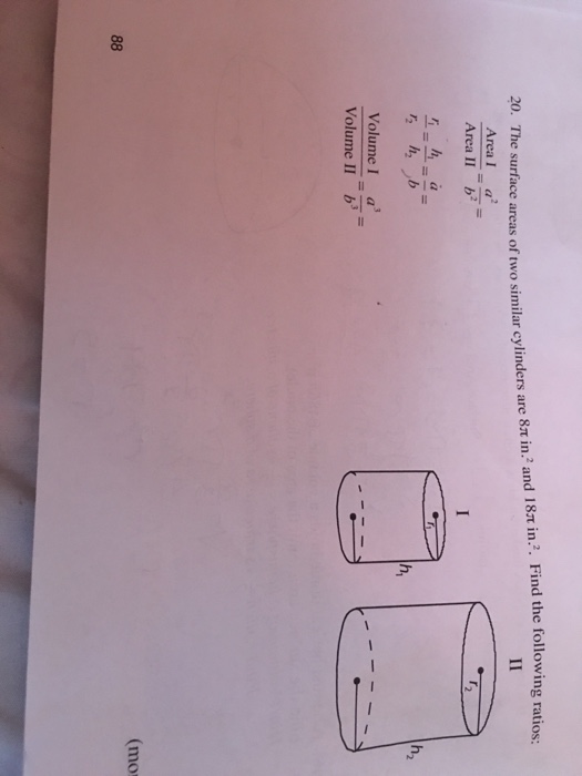Solved The surface areas of two similar cylinders are 8 pi | Chegg.com