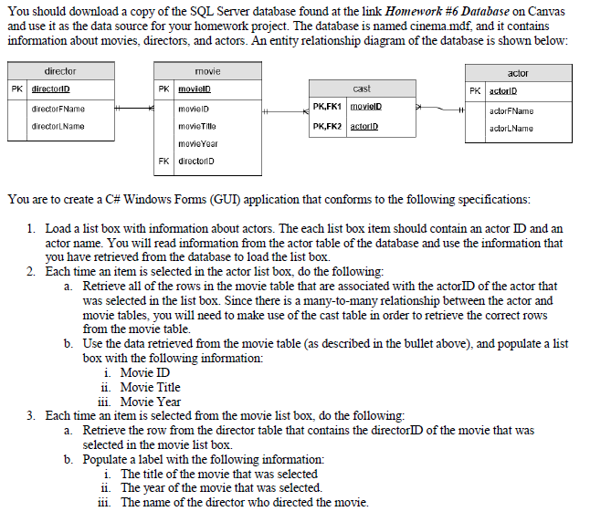 Solved You should download a copy of the SQL Server database | Chegg.com
