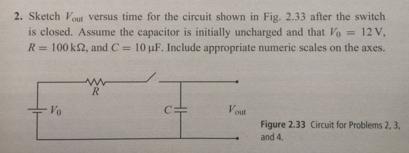 Solved Sketch Vout versus time for the circuit shown | Chegg.com
