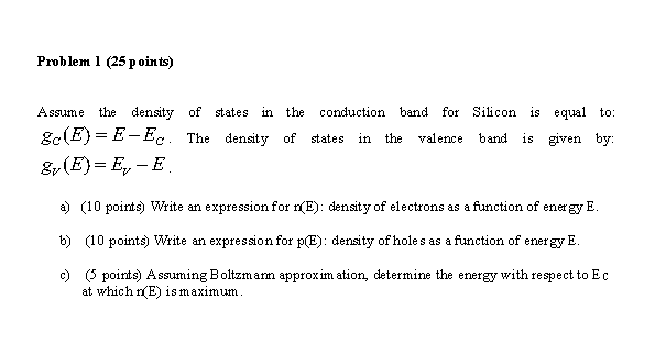 Solved Assume the density of states in the conduction band | Chegg.com