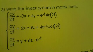 Solved Write the linear system in matrix form. | Chegg.com