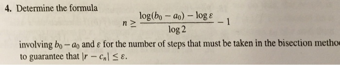 Solved Determine the formula n log(b_0 - a_0) _ log | Chegg.com