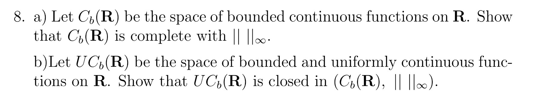 Let C_b(R) be the space of bounded continuous | Chegg.com