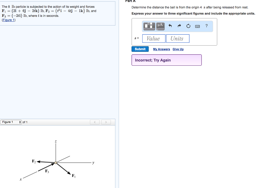 Solved The 8 lb particle is subjected to the action of its | Chegg.com