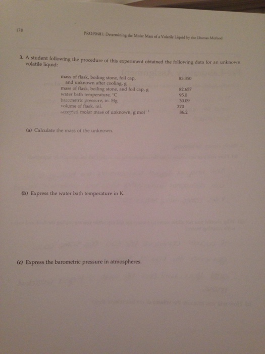 Solved A student following the procedure of this experiment | Chegg.com