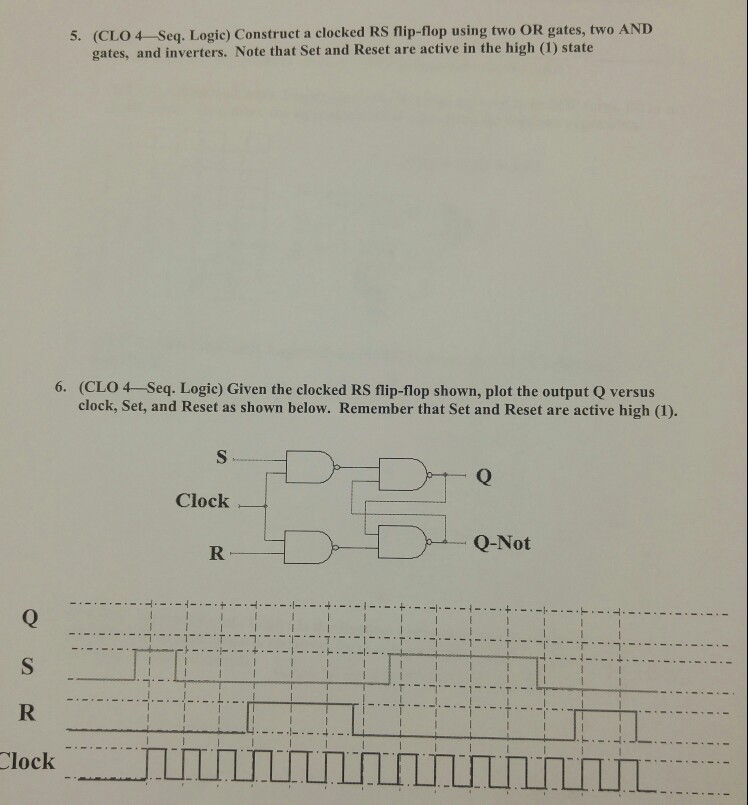 Solved (CLO 4-Seq. Logic) Construct a clocked RS flip-flop | Chegg.com