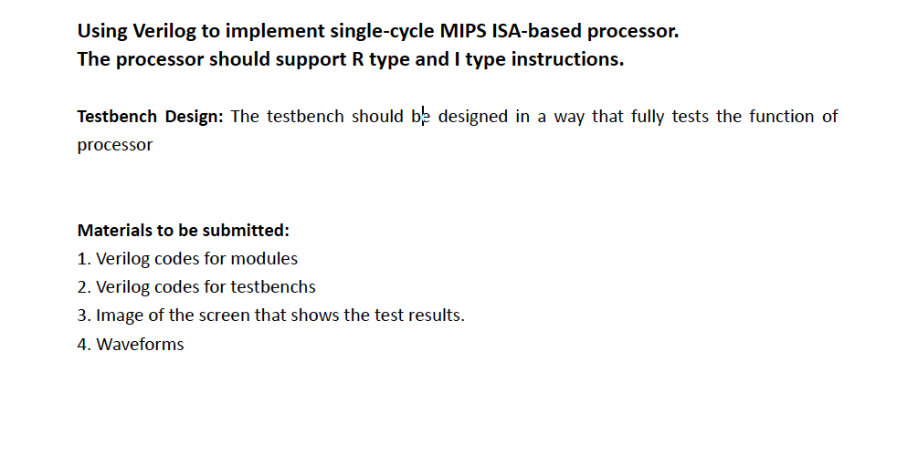 Solved Using Verilog To Implement Single Cycle Mips