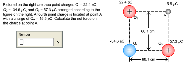 Solved Pictured on the right are thee point charges Q1 = | Chegg.com