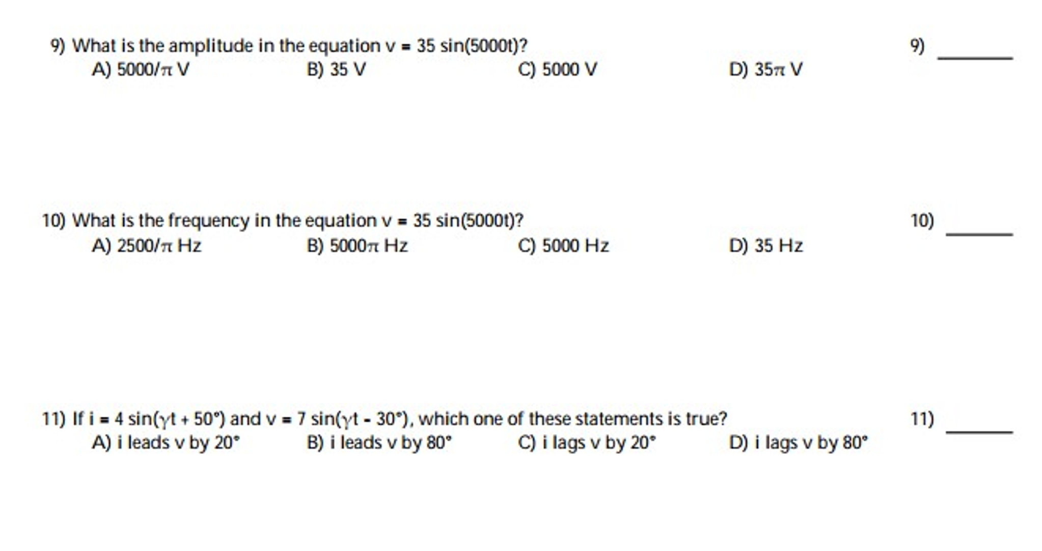 Solved What is the amplitude in the equation v = 35 | Chegg.com