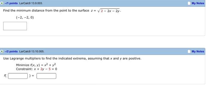 Solved Find the minimum distance from the point to the | Chegg.com