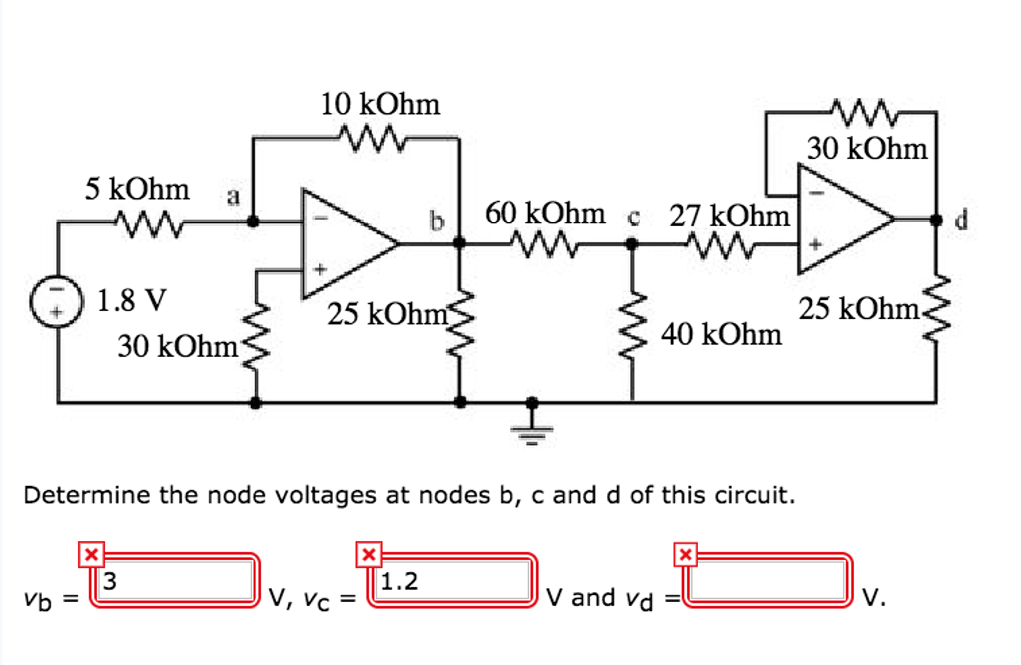 Solved Determine the node voltages at nodes b, c and d of | Chegg.com