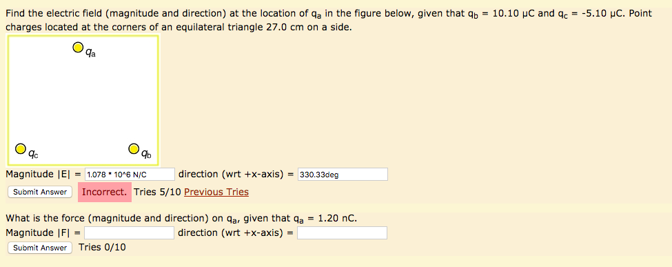 Solved Find the electric field (magnitude and direction) at | Chegg.com