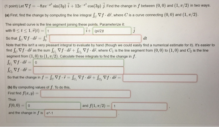 Solved (1 point) Let f =-8ze_p sin(3y)计12e_p cos(刎j. Find | Chegg.com