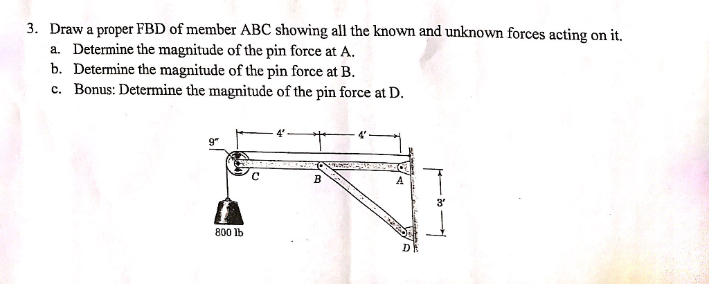 Solved Draw a proper FBD of member ABC showing all the known | Chegg.com