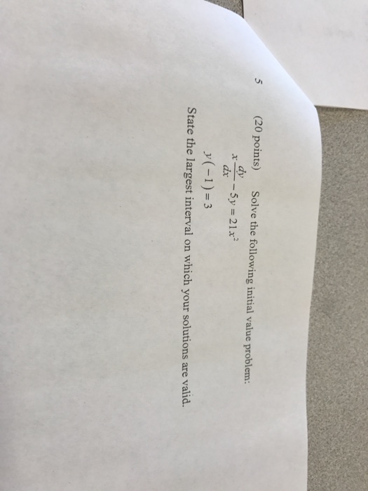 Solved 5 (20 points) Solve the following initial value | Chegg.com