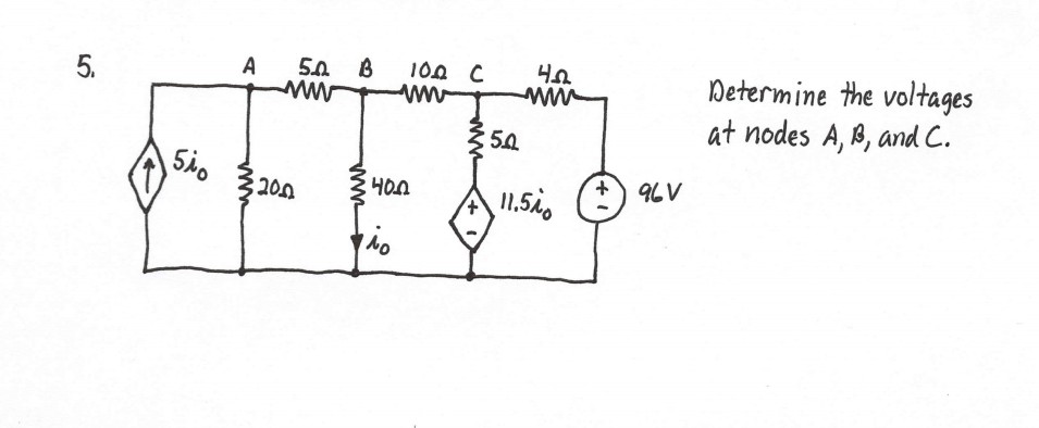 Solved Determine the voltages at nodes A, 8, and C 54 Sio 0 | Chegg.com