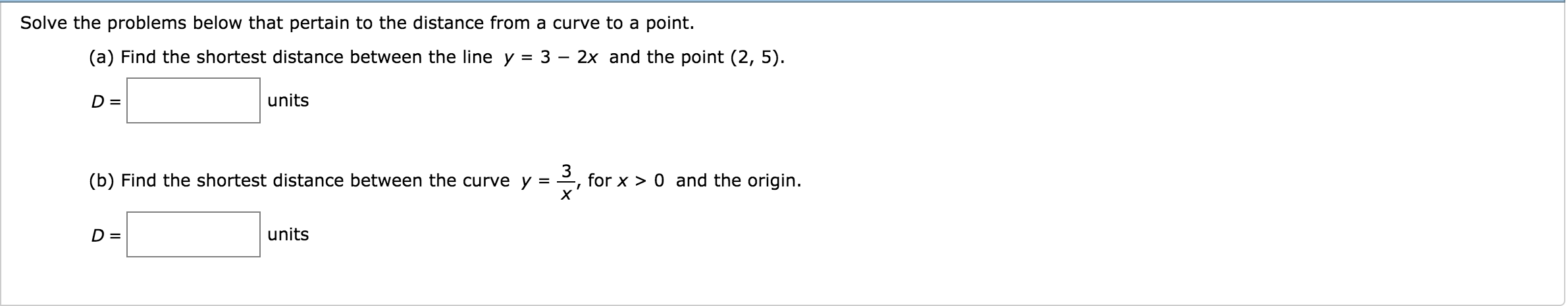 Solved Solve the problems below that pertain to the distance | Chegg.com