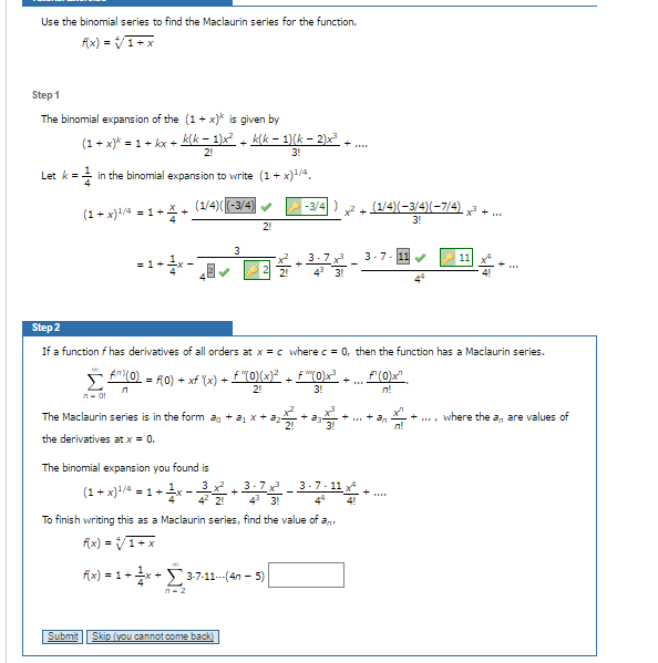 Solved Use the binomial series to find the Maclaurin series | Chegg.com