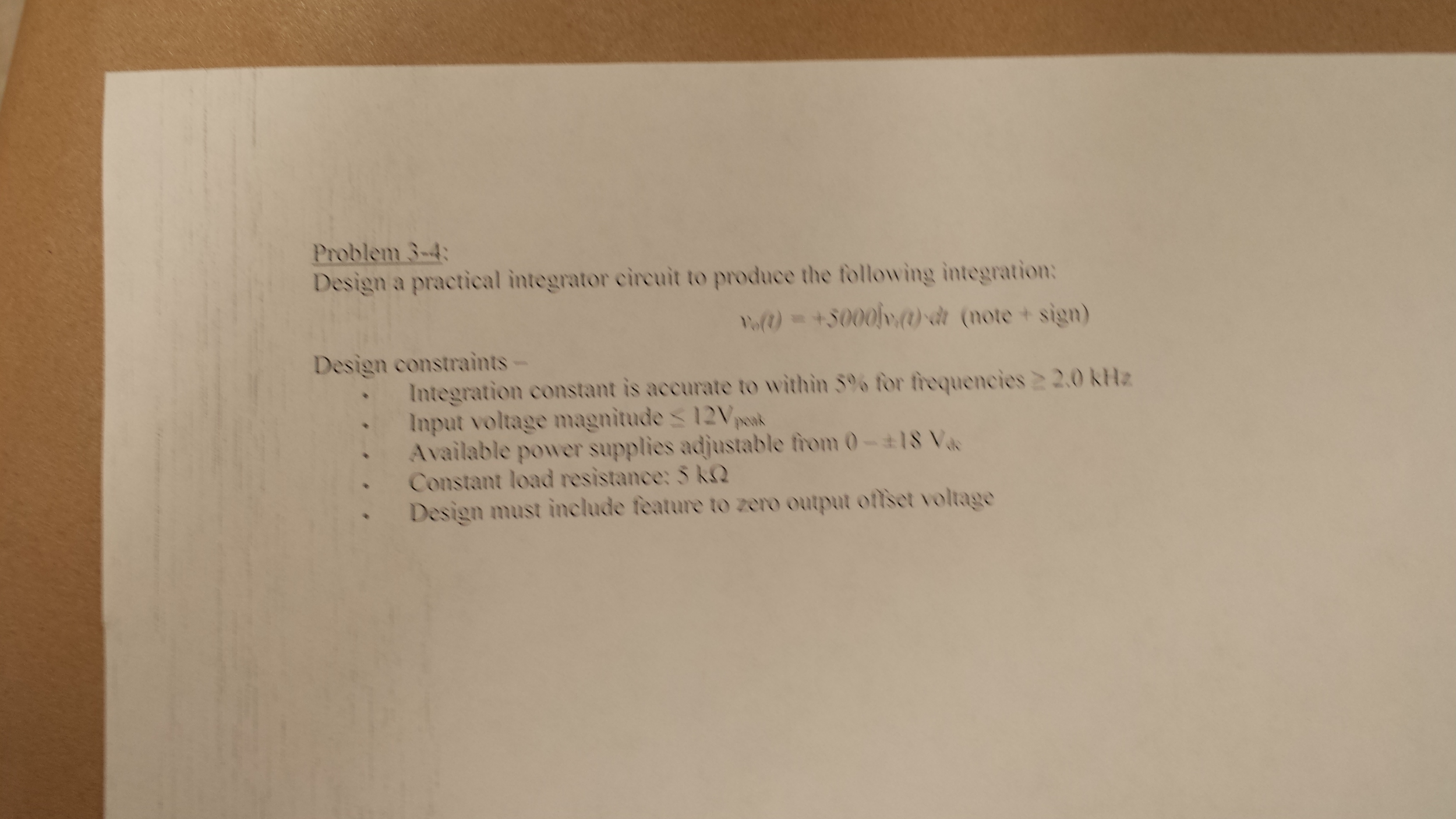 design a practical integrator circuit to produce the | Chegg.com