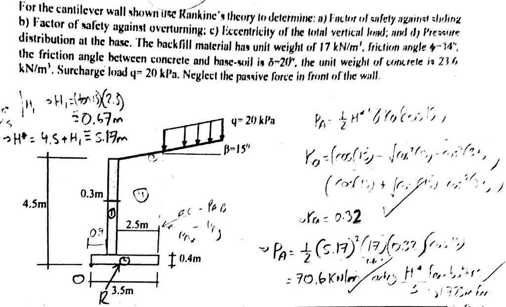 Solved friction angle is 34 degrees. this is a back fill , | Chegg.com