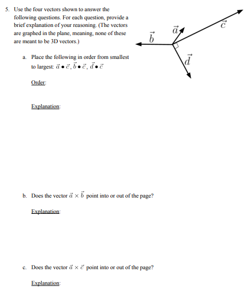 Solved 5. Use the four vectors shown to answer the following | Chegg.com