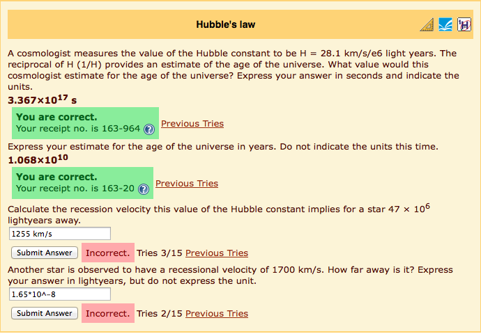 Solved Hubble's law A cosmologist measures the value of the | Chegg.com
