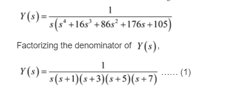 Solved How do factor he denominator to get this? Y (s) = | Chegg.com