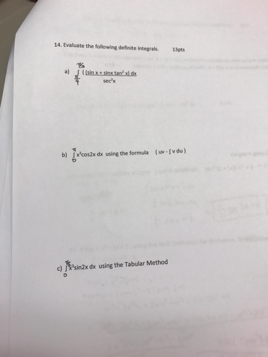 Solved Evaluate the following definite integrals. | Chegg.com